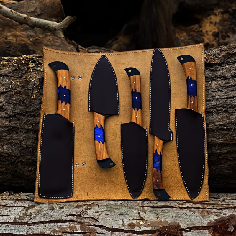 Custom Hand Forged Carbon Steel Kitchen Knives Chef Set - Personalized ...