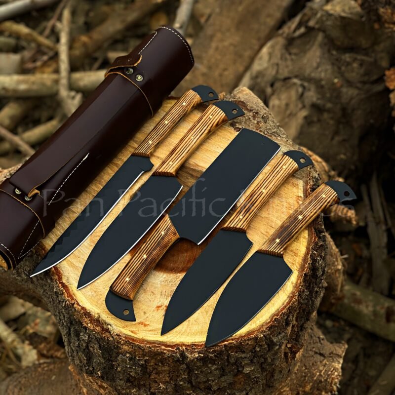 Handmade Carbon Steel 5pcs Pro Kitchen Chef Knife Set - Personalized ...