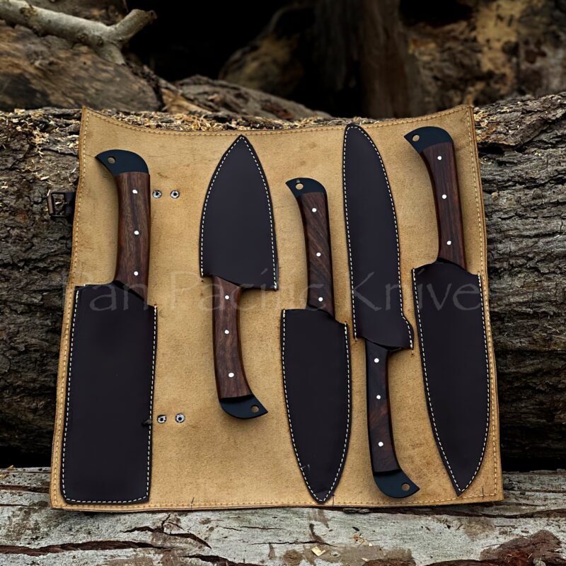 Handmade Carbon Steel 5pcs Professional Kitchen Chefs Knife Set ...